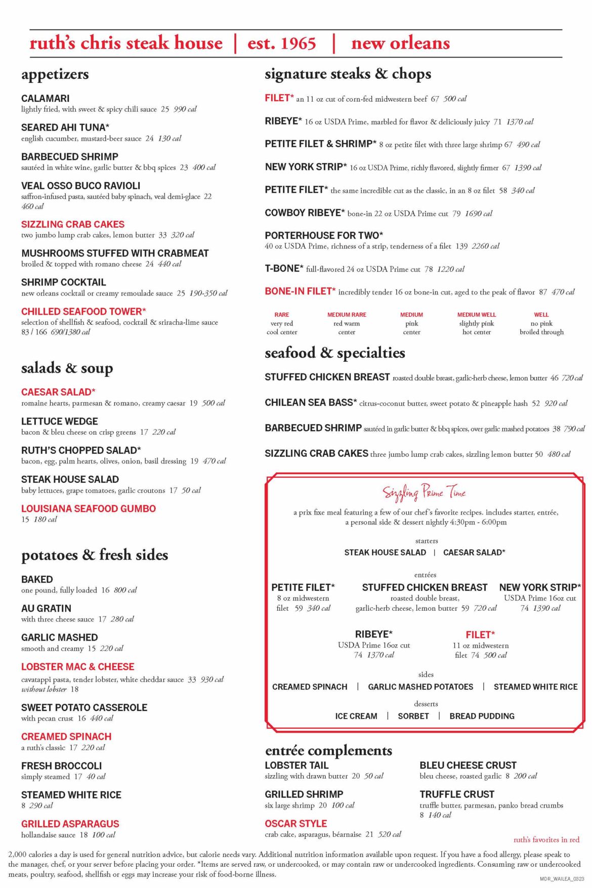 Maui Hawaii's Guide to Dining - Ruth's Chris Steak House Wailea Menu ...